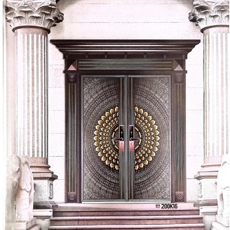 Stainless steel and aluminum alloy baked enamel entrance door